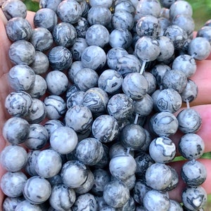 Natural Map Stone, Jasper Gemstone Beads, Gray Jasper Beads, 6mm, 8mm ...