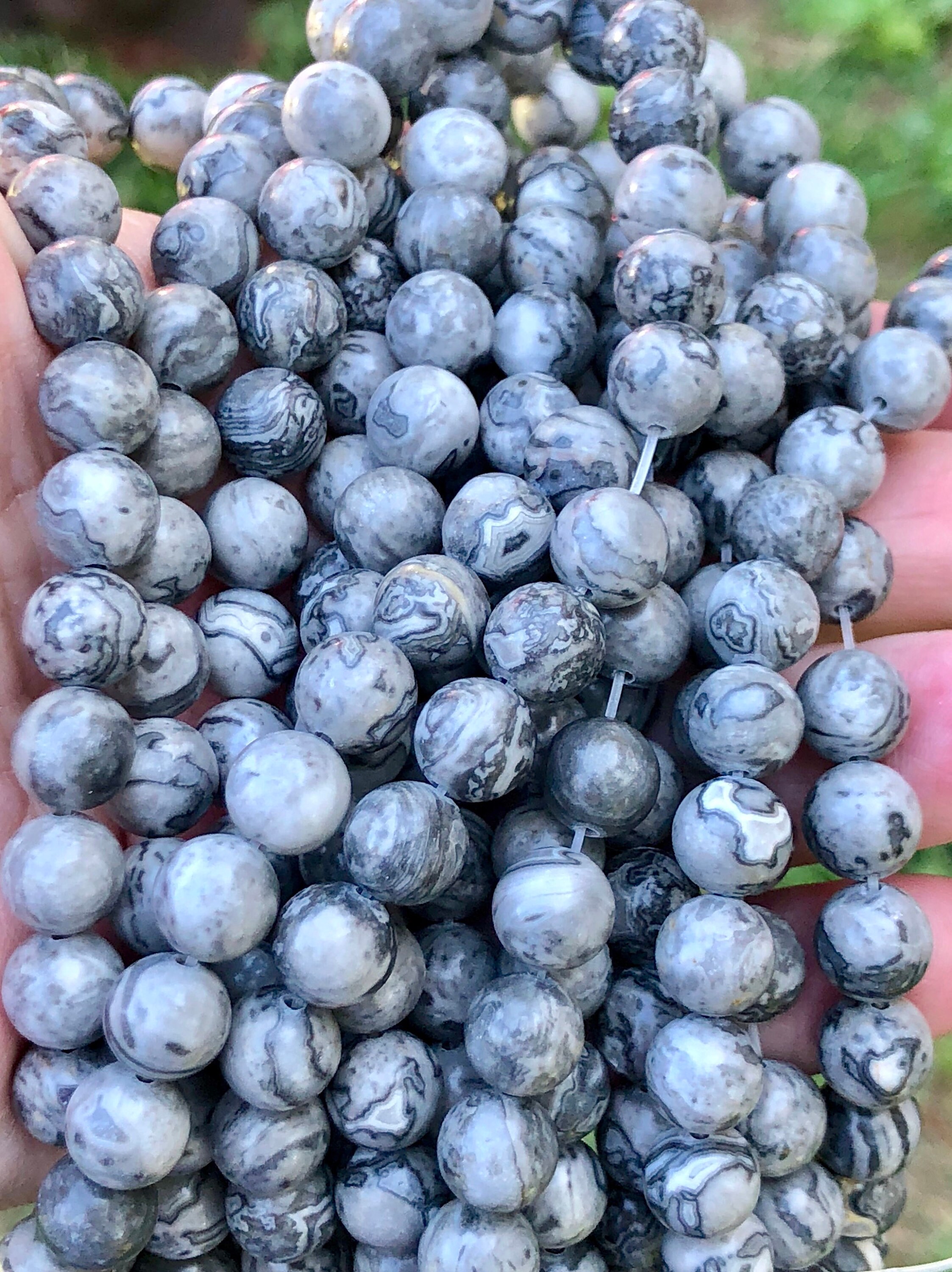 Natural Map Stone Jasper Gemstone Beads Gray Jasper Beads | Etsy