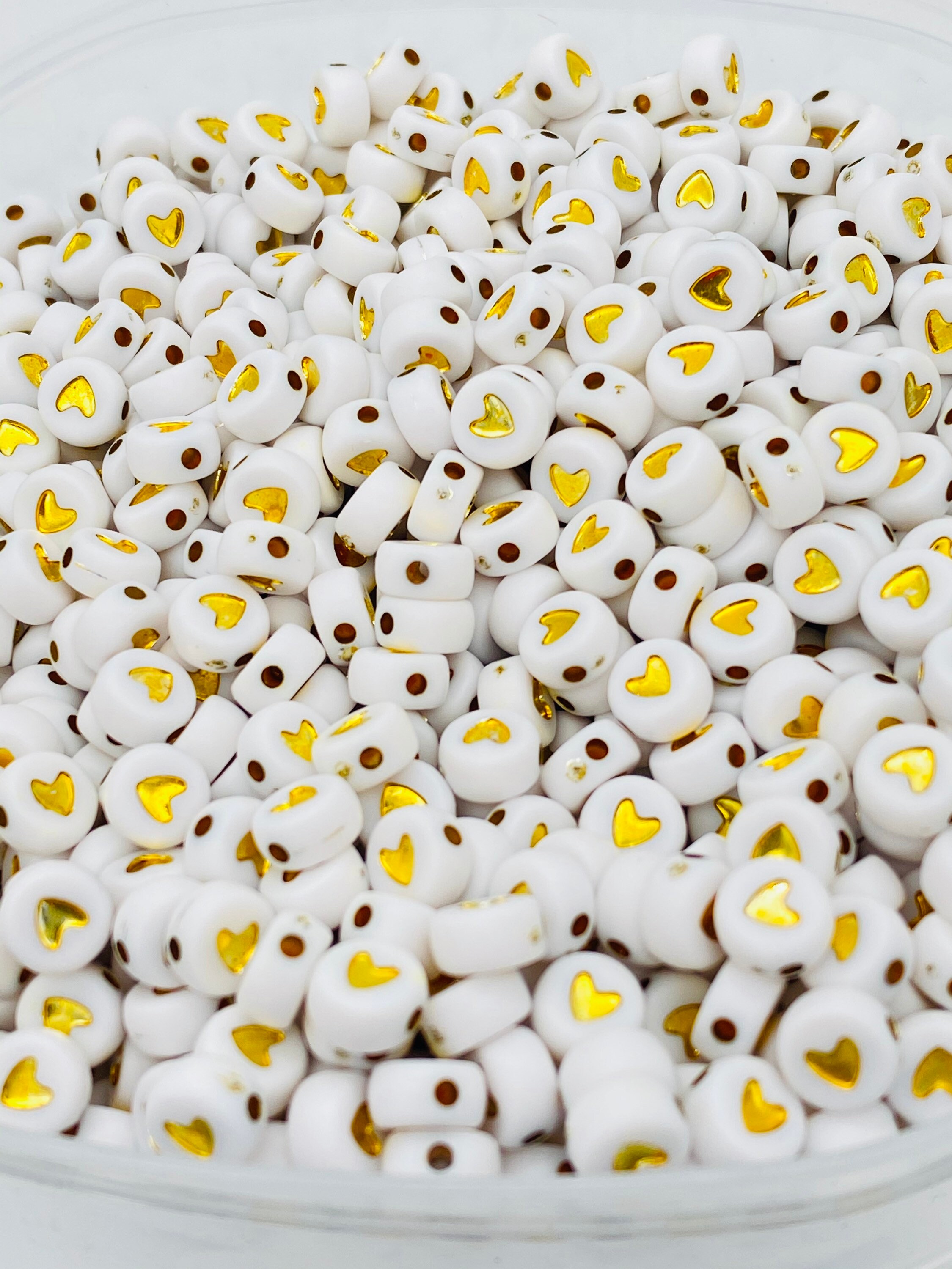 7mm Heart Beads Gold Heart Beads Acrylic Jewelry Beads Beads - Etsy