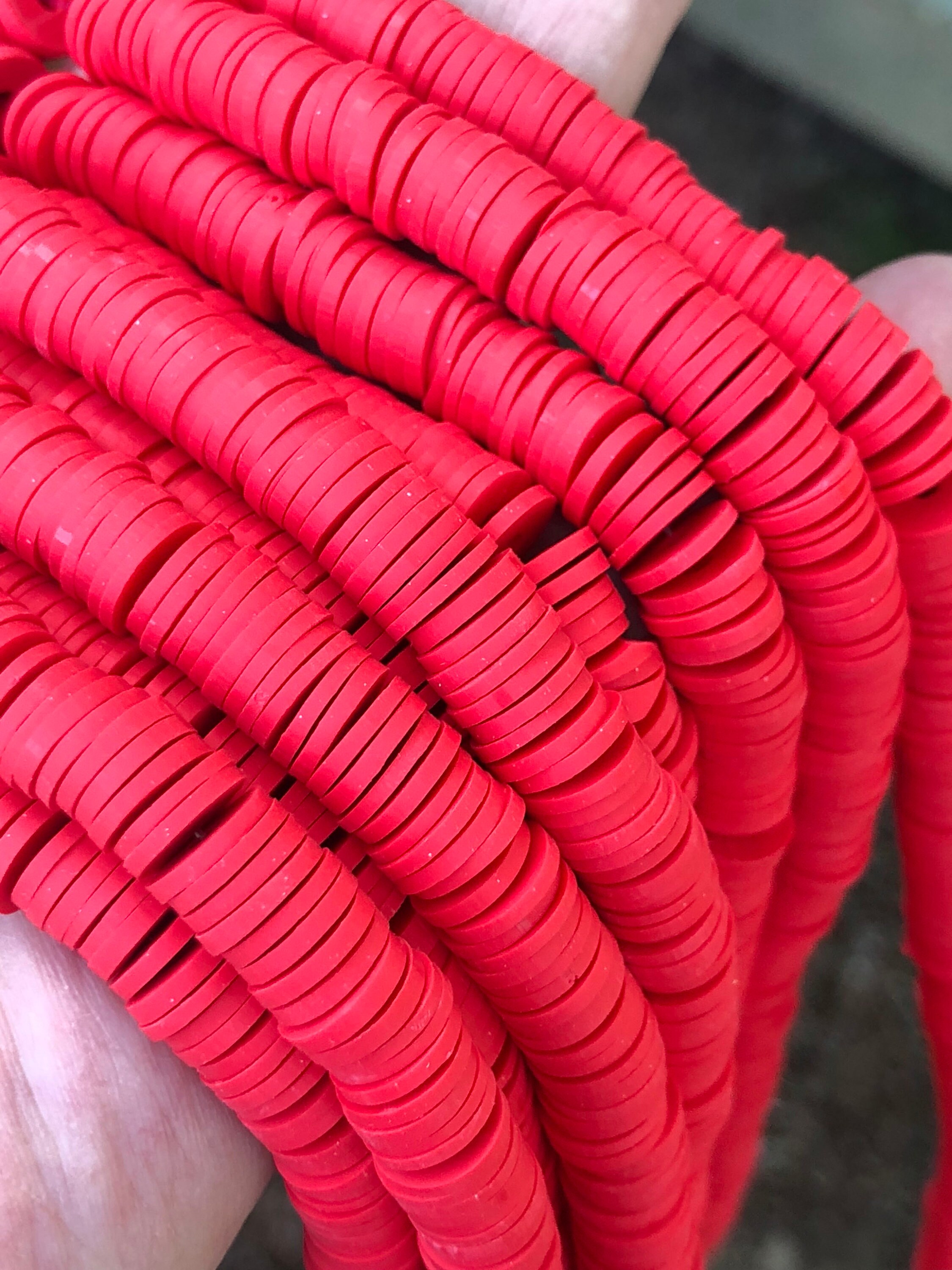 8mm Vinyl Heishi Disc Beads Red Vinyl Beads African Vinyl - Etsy