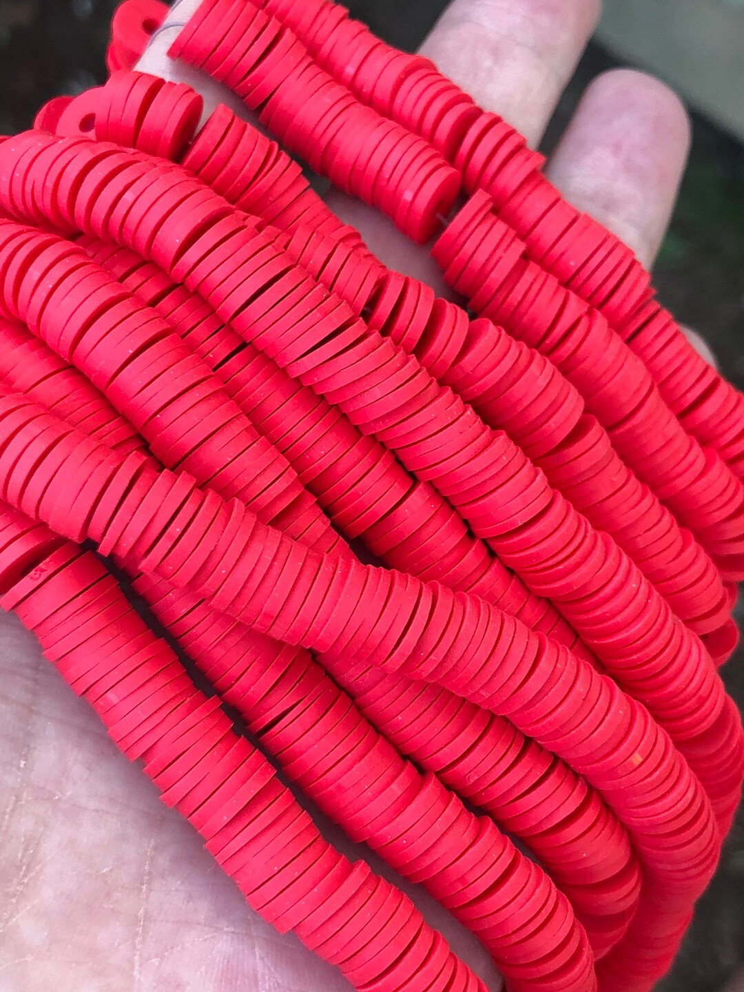 8mm Vinyl Heishi Disc Beads, Red Vinyl Beads, African Vinyl Beads ...