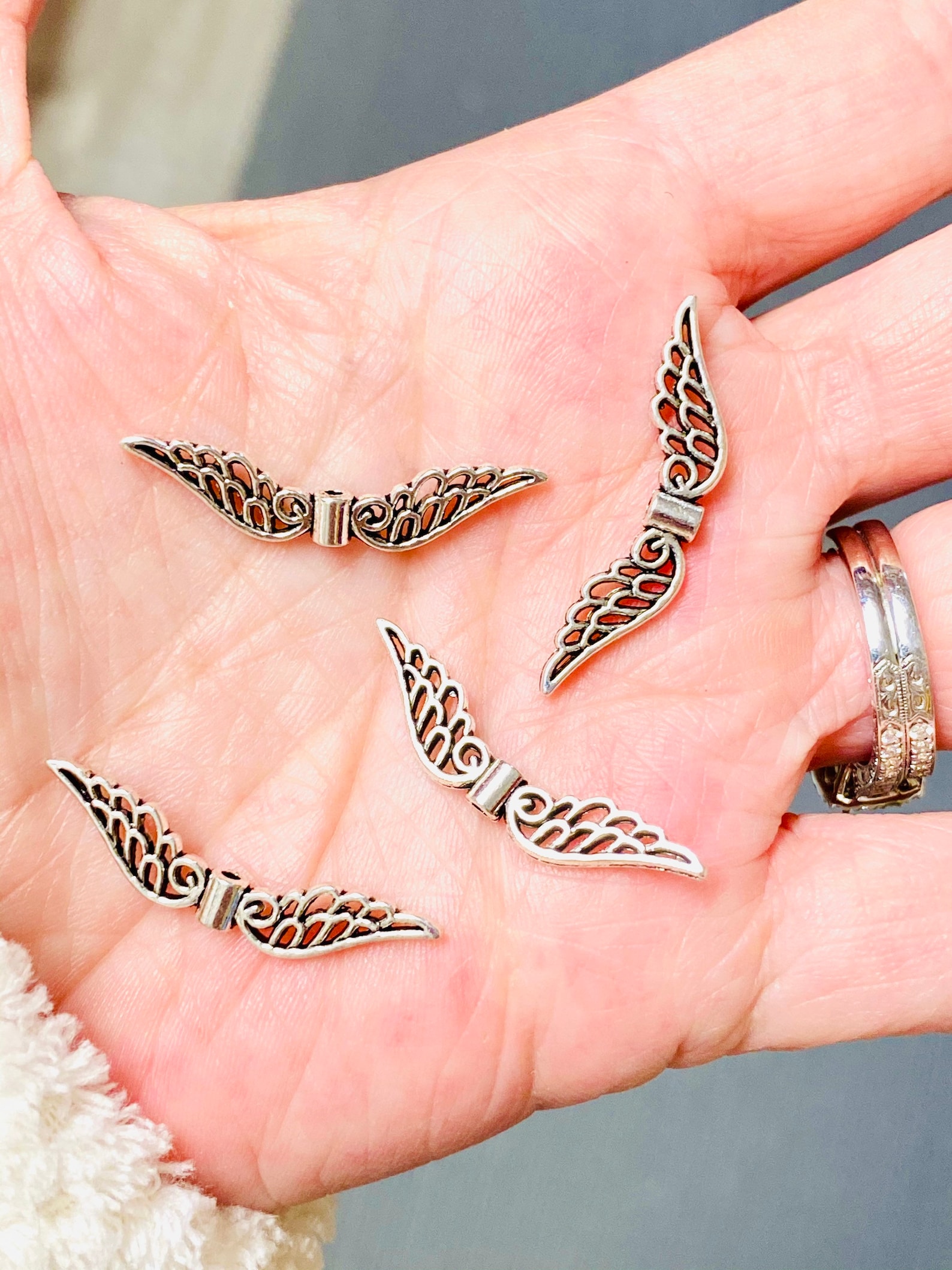 Angel Wing Beads Gold Wings Silver Wing Beads Jewelry Beads - Etsy
