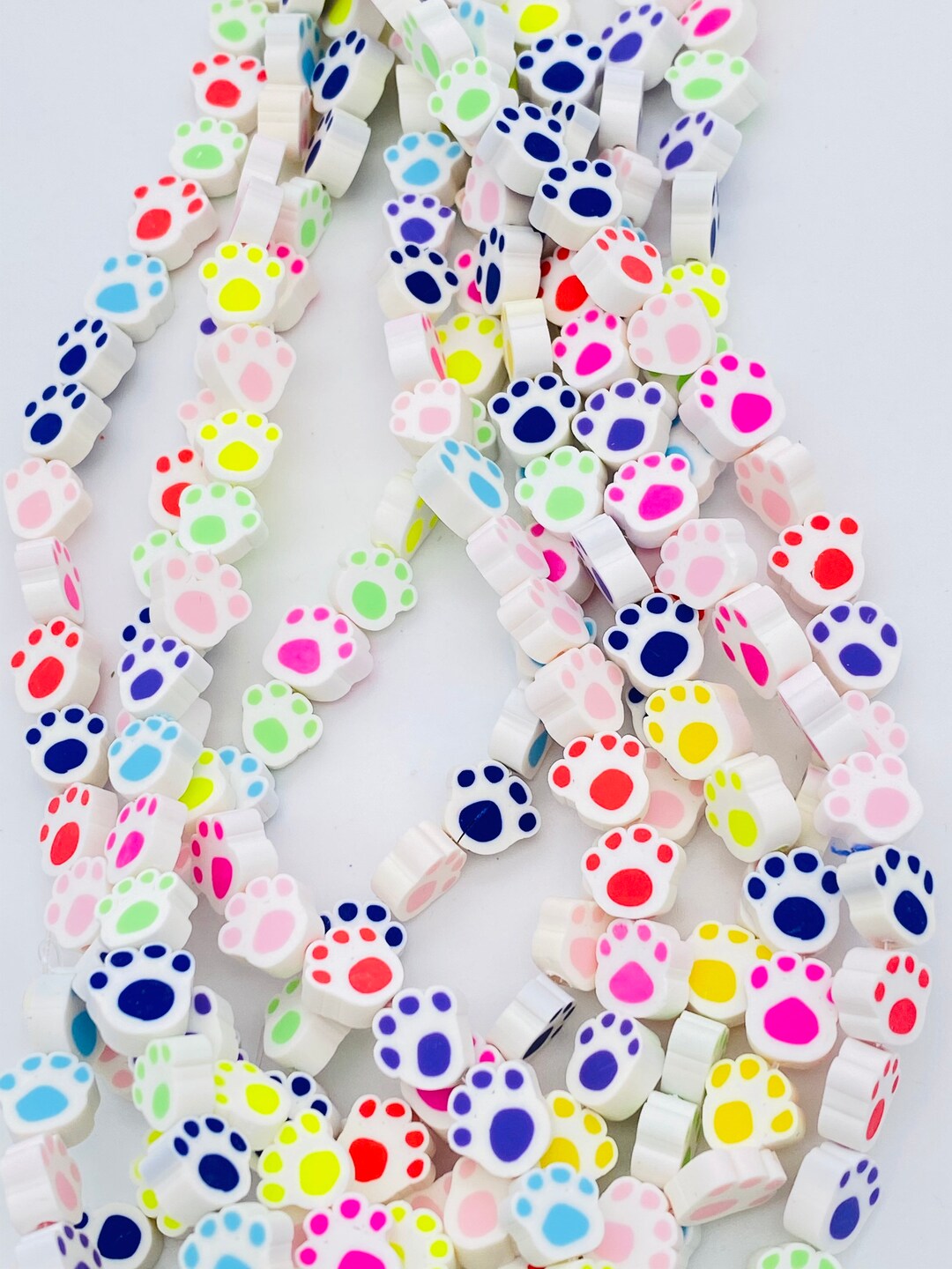 10mm Polymer Clay Beads, Dog Paw Beads, Bracelet Beads, Paw Shaped ...