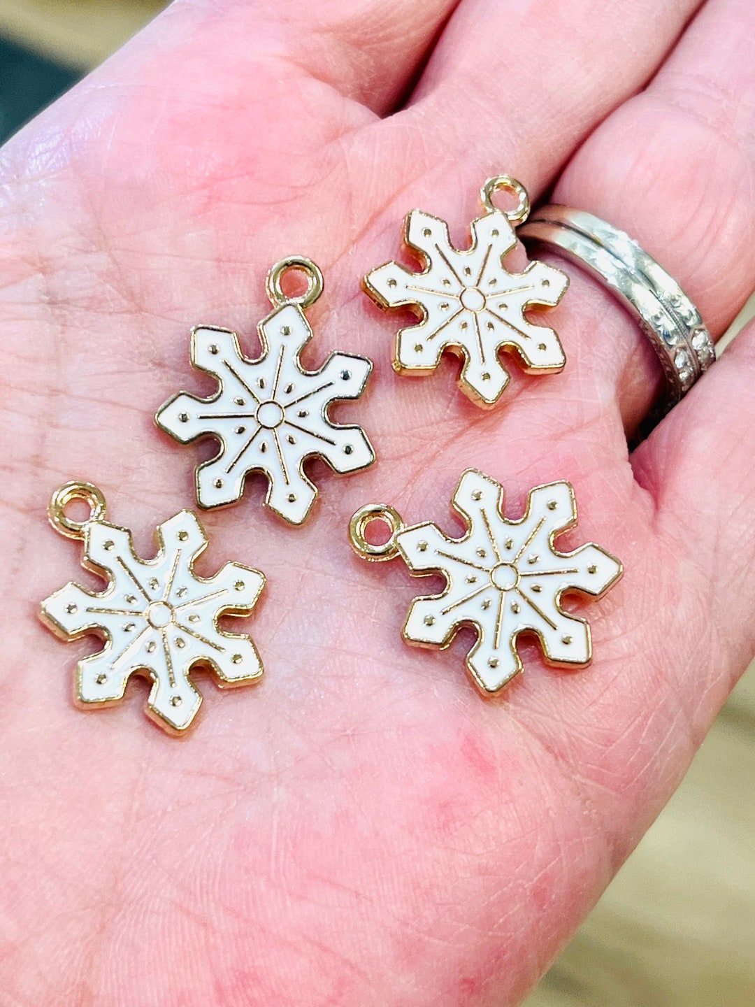 Snowflake Charms, Enamel Charms, Christmas Charms, Winter Charms, Charm ...
