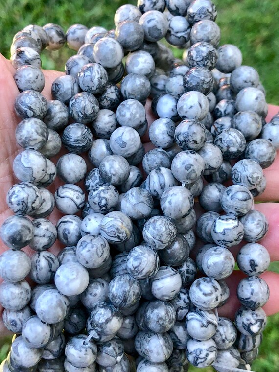 Natural Map Stone Jasper Gemstone Beads Gray Jasper Beads | Etsy