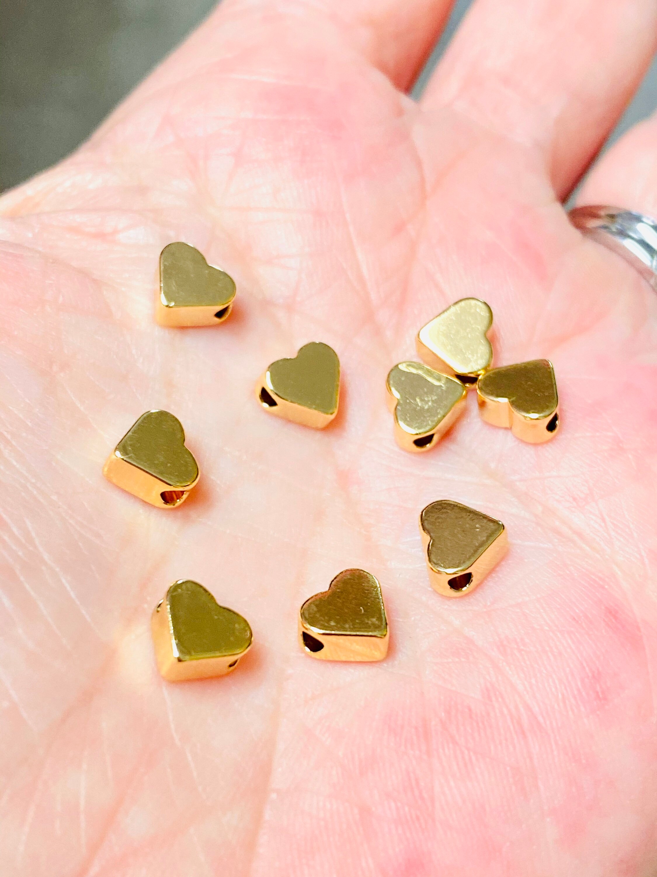 6mm Gold Hearts 18k Gold Heart Beads Valentine Jewelry Beads - Etsy