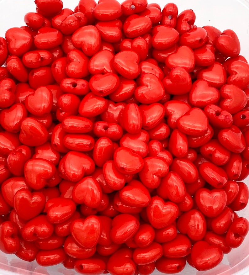 10mm Heart Shaped Beads Acrylic Beads Bracelet Beads Heart Beads ...