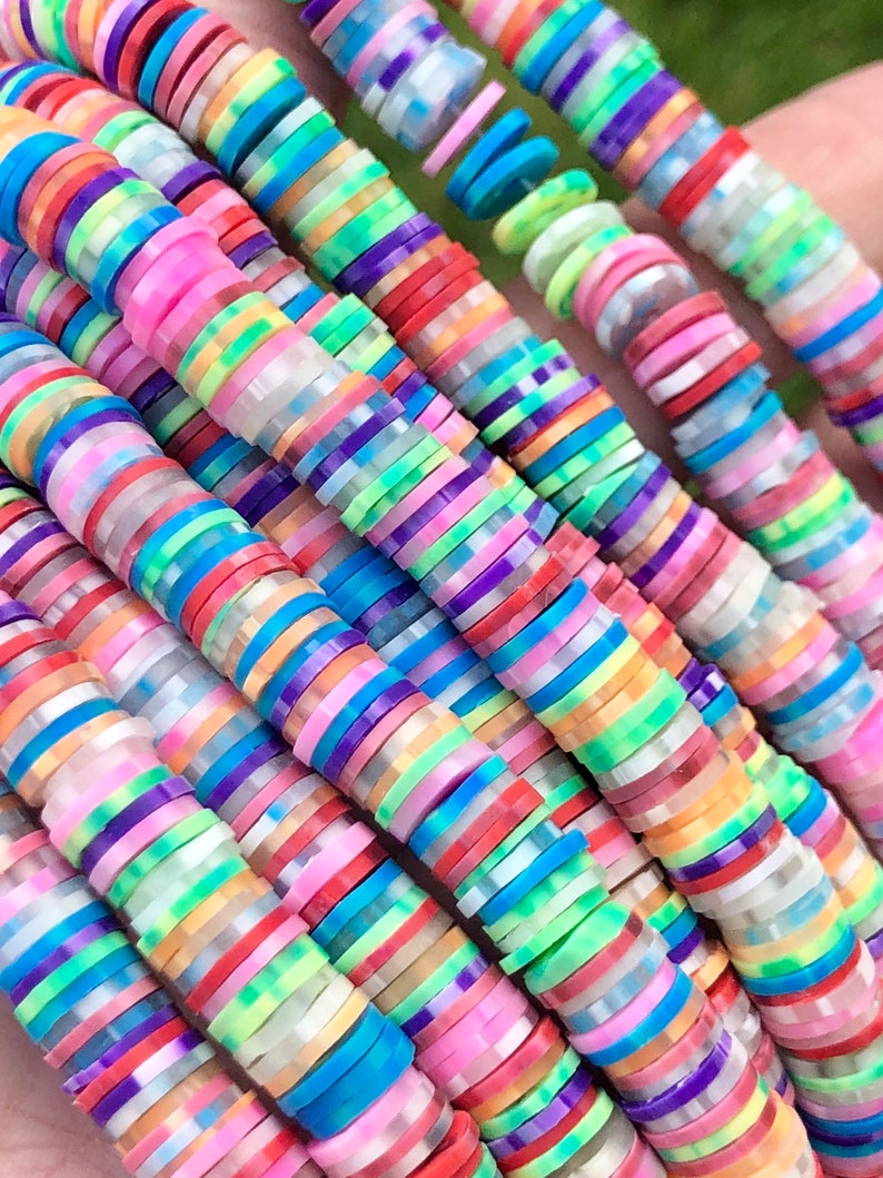 4mm 6mm & 8mm Vinyl Heishi Disc Beads Rainbow Dotted | Etsy