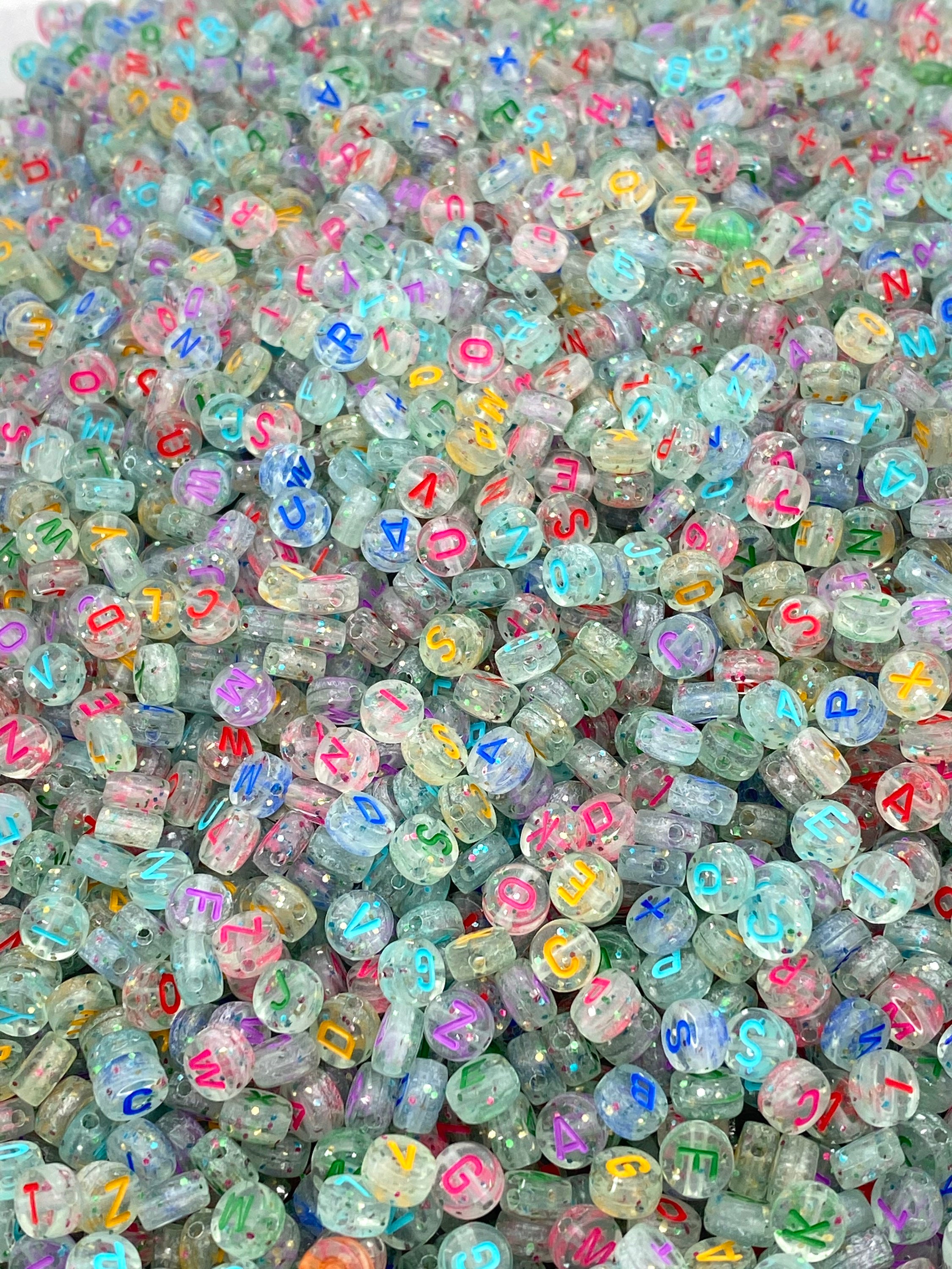7mm Glitter Alphabet Beads Acrylic Letter Beads Word Beads - Etsy
