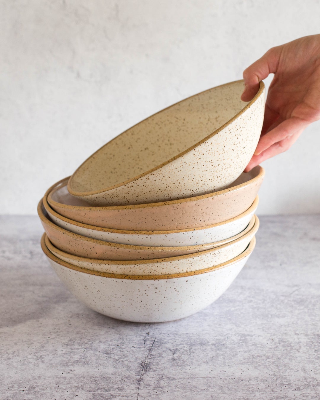 Large Ceramic Bowl Wide Serving Bowl Speckled Bowl Handmade Ceramic ...