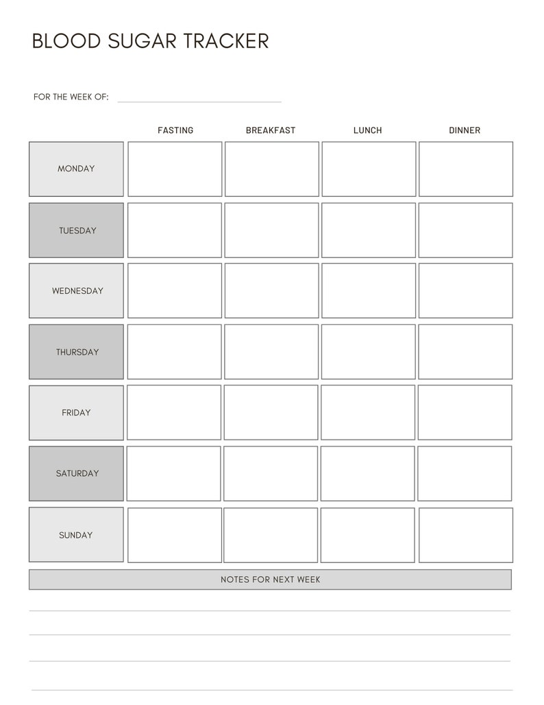 Printable Blood Glucose Tracker for Diabetics, Diabetes Tracker, Health ...