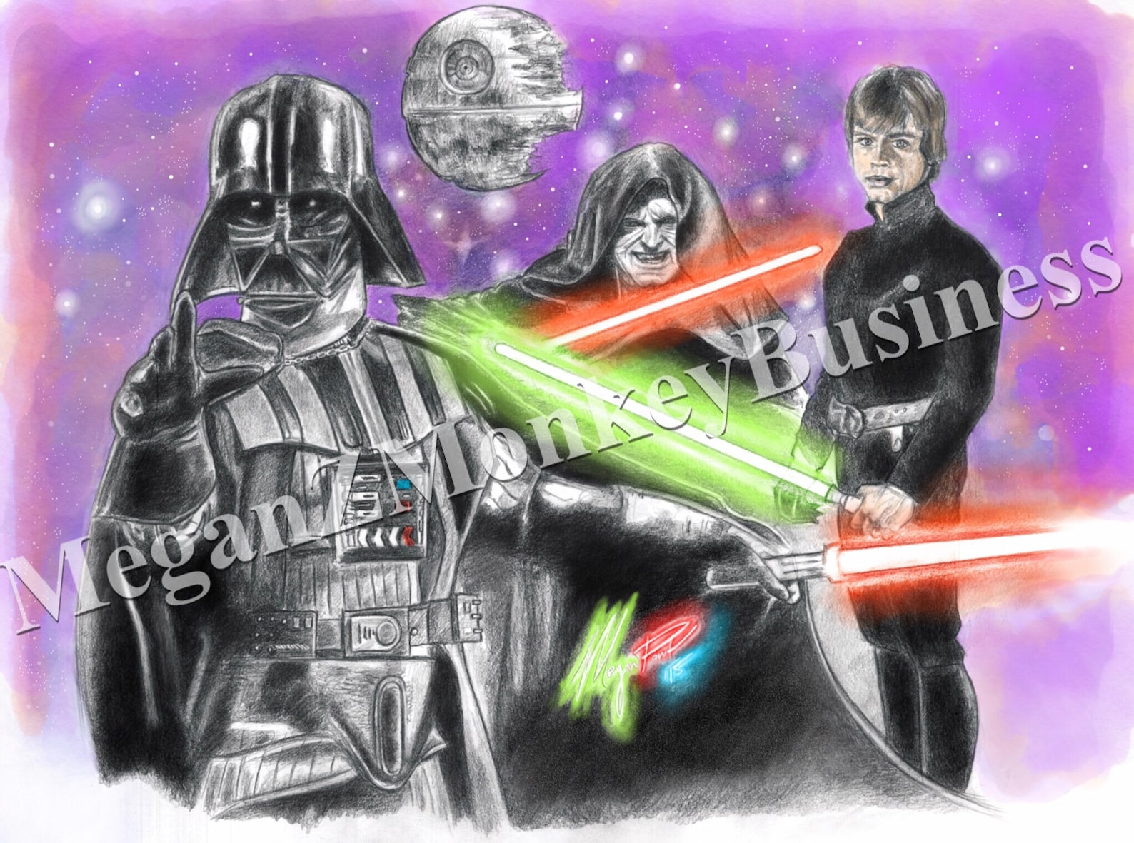 Star Wars - the Sith Lords and Luke Skywalker Art Print - Etsy