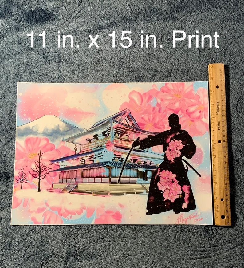 Samurai & Cherry Blossoms Art Print - Etsy