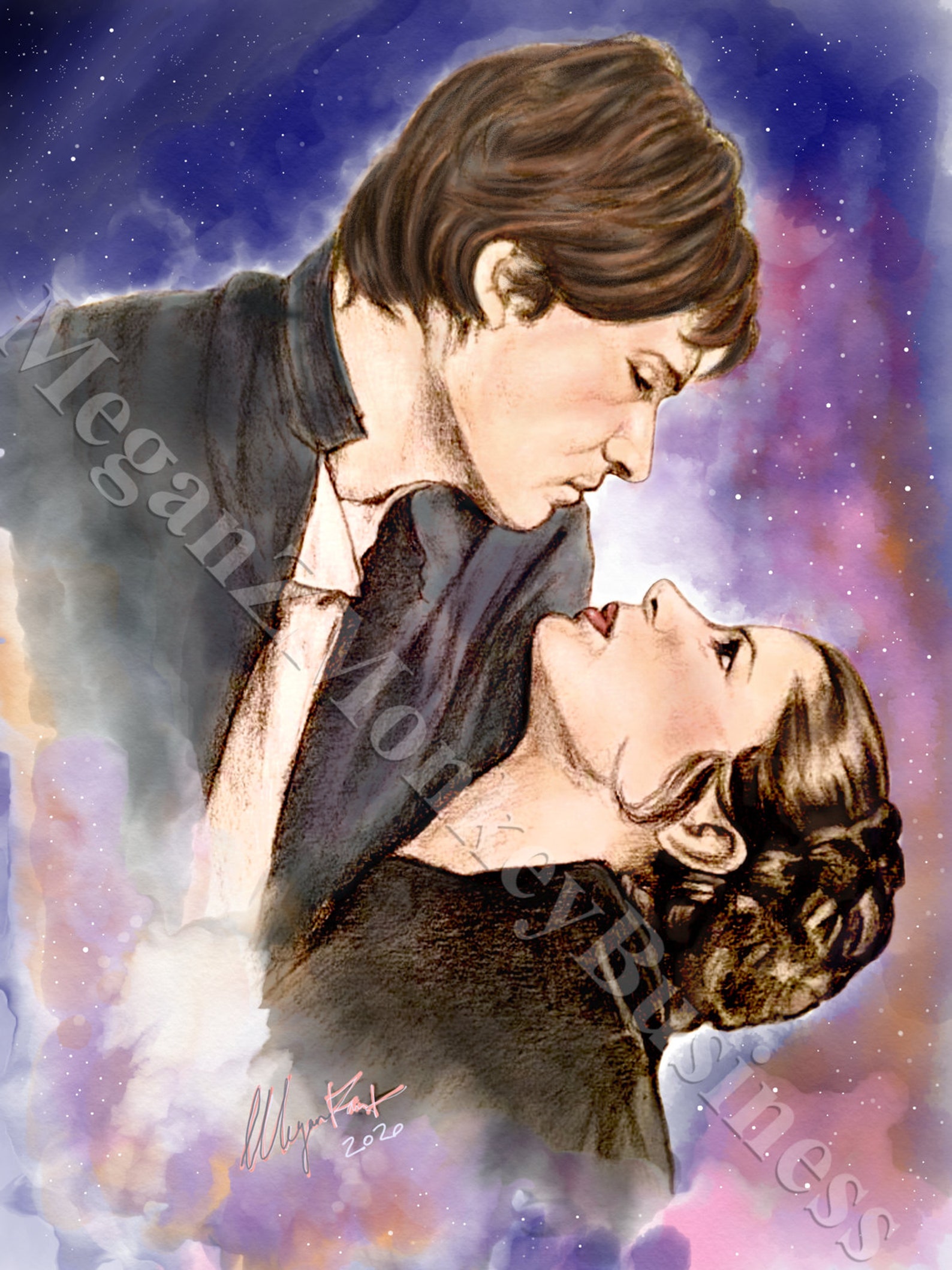 Star Wars Han Solo & Princess Leia Art Print - Etsy Australia