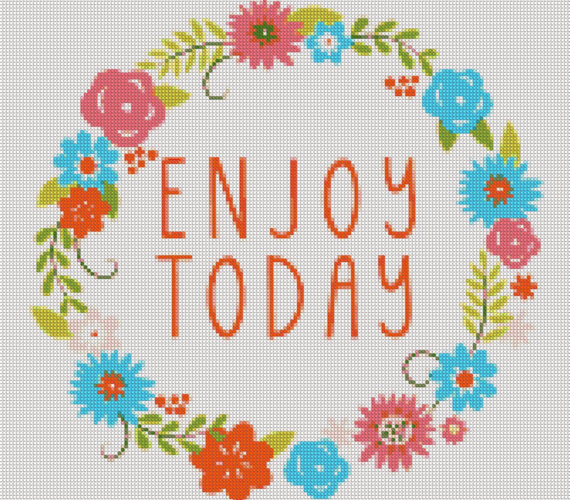Enjoy Life Modern Cross Stitch Pattern PDF Instant Download, Cross ...