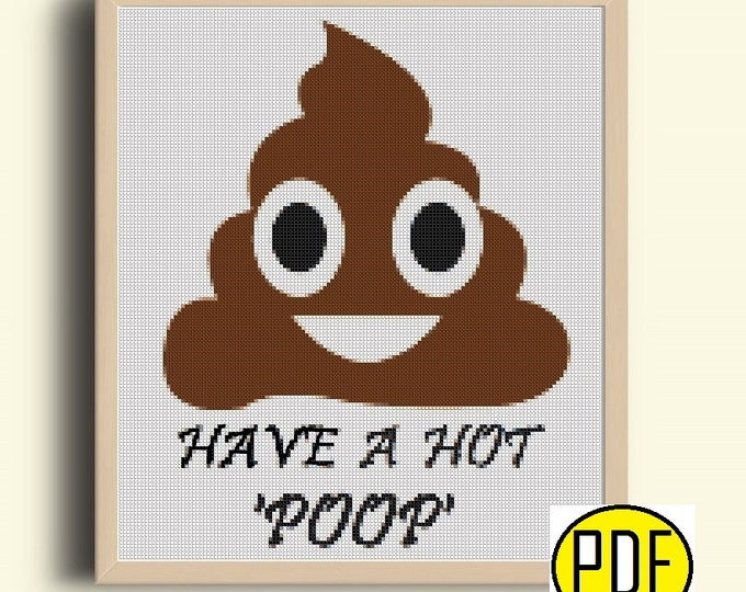 Poop Emoji Funny Cross Stitch PDF Pattern Poo and Toilet Paper Friends ...