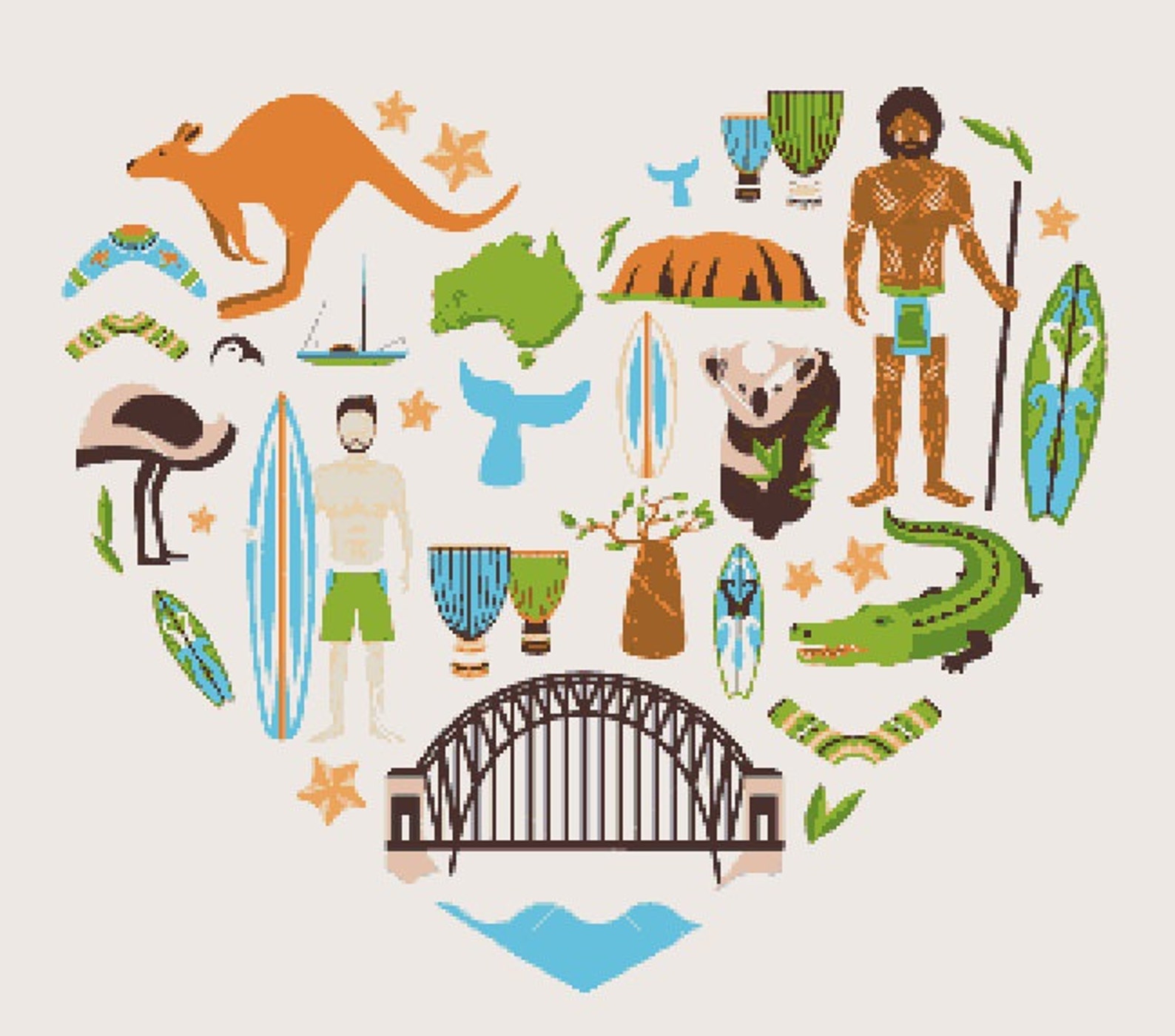 Australia Cross Stitch Pattern, Modern Cross Stitch, PDF Counted Cross ...