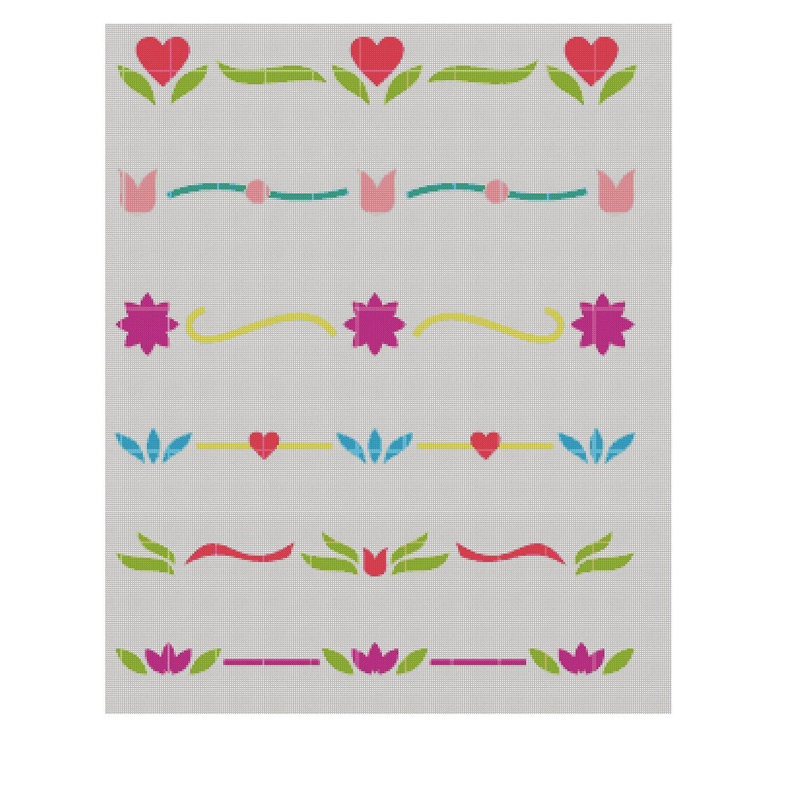 Six Cross Stitch Borders-boder Designs-simple modern Cross Stitch ...