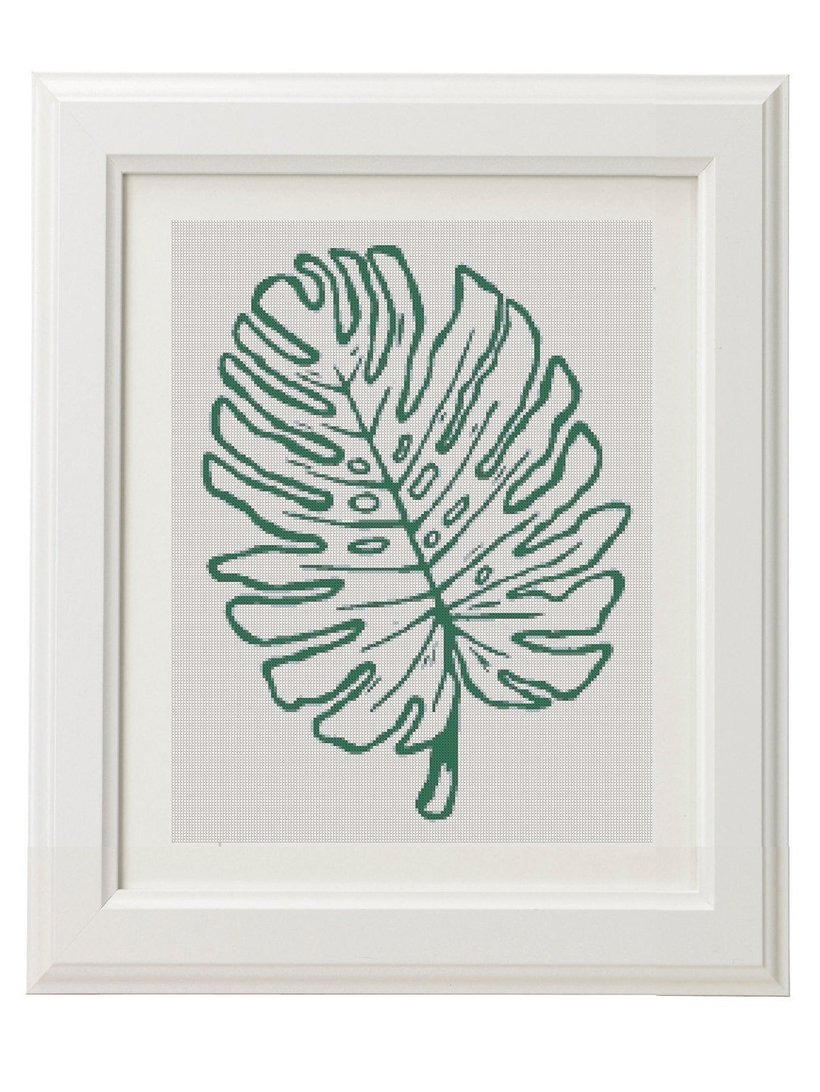 Set of 4 Cross Stitch Patterns Modern Leaf Green Tropical Plants Cross ...