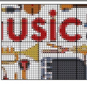 Music Cross Stitch Pattern Silhouette Musical Instruments, Printable ...
