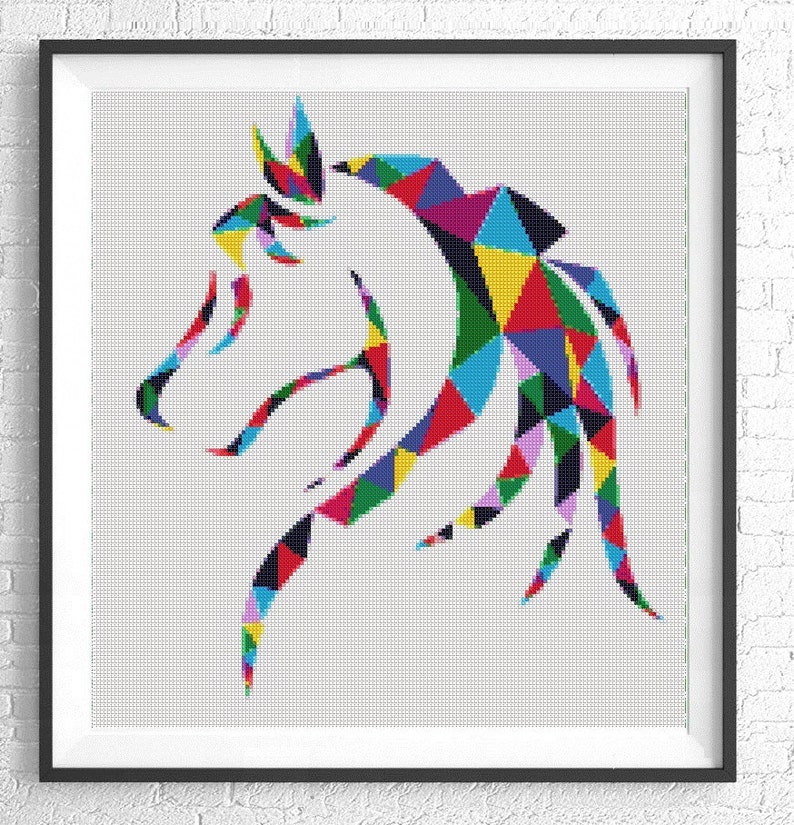 Horse Cross Stitch Pattern, Silhouette Cross Stitch, Ornamental ...