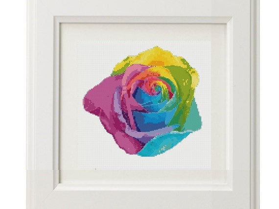 Rose Flower Cross Stitch Pattern multicolor Rose Flower Cross | Etsy