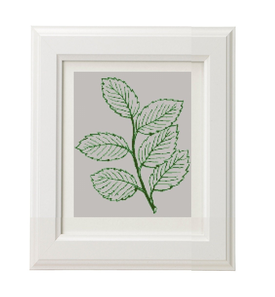 Set of 4 Cross Stitch Patterns Modern Leaf Green Tropical Plants Cross ...