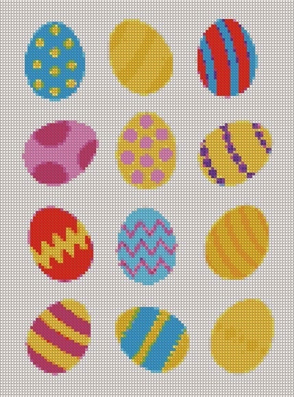 Easter Egg Designs in Cross Stitch, Downloadable Cross Stitch Design ...
