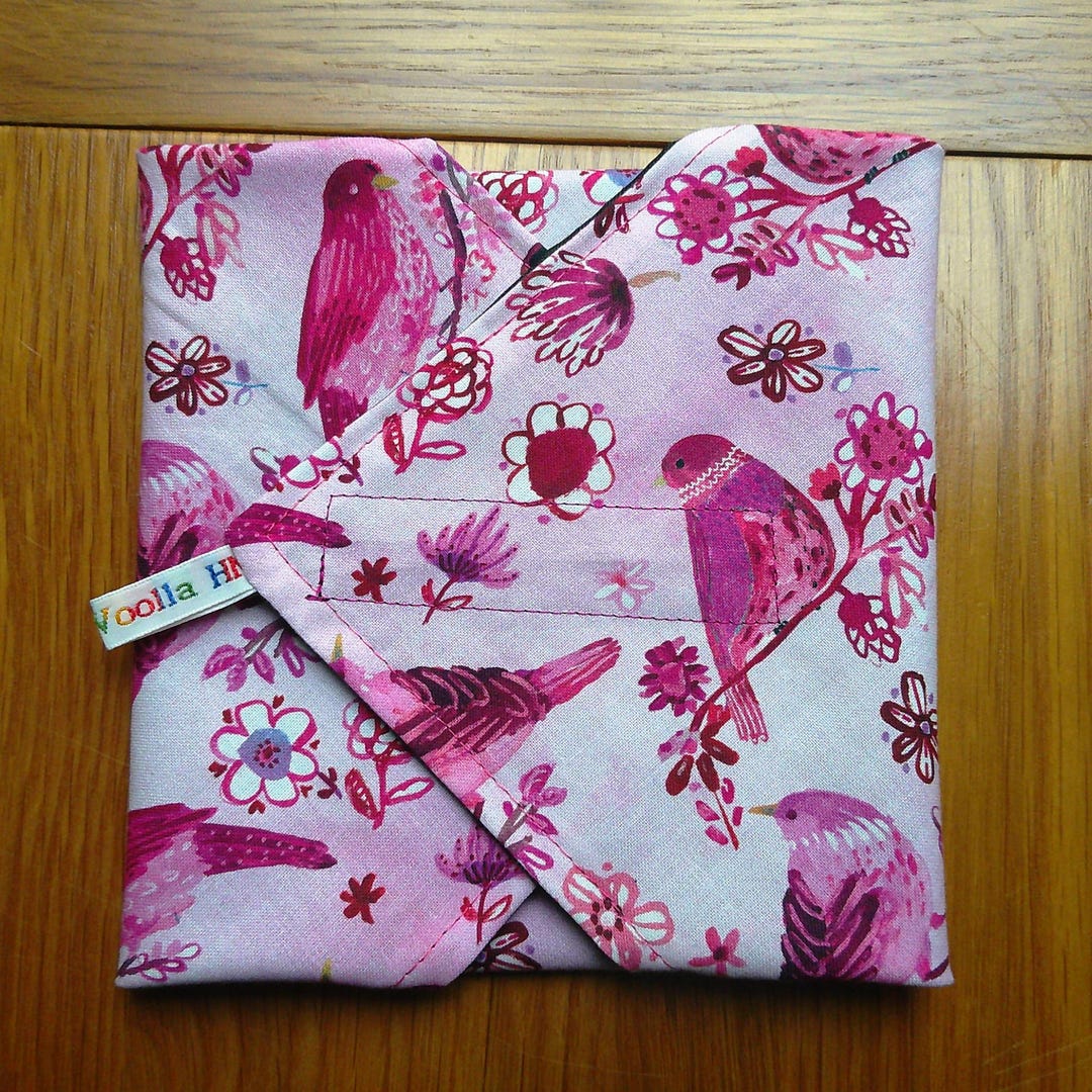Reusable Sandwich Wrap: Vegan Zero Waste Lunch, Pink Cardinal Print - Etsy