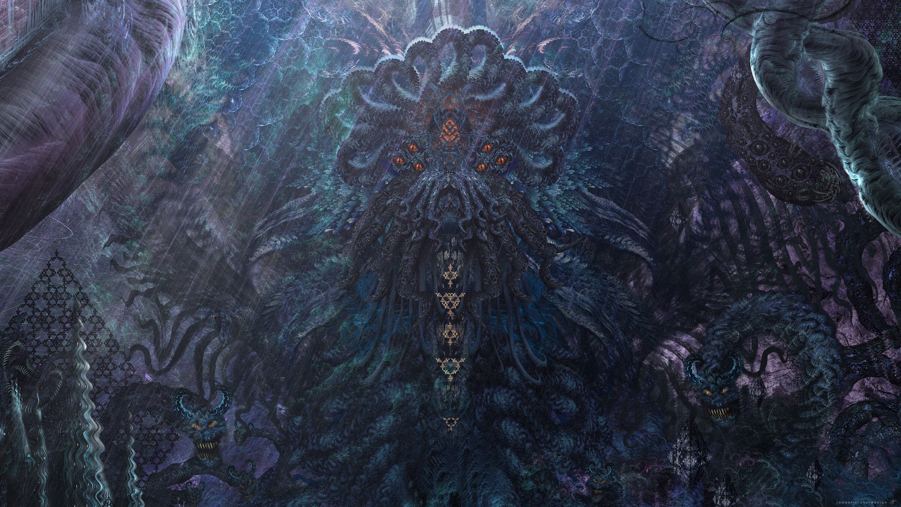 Fractal Cthylla - 4 X Fantasy Desktop Wallpapers. Hi-res Images ...