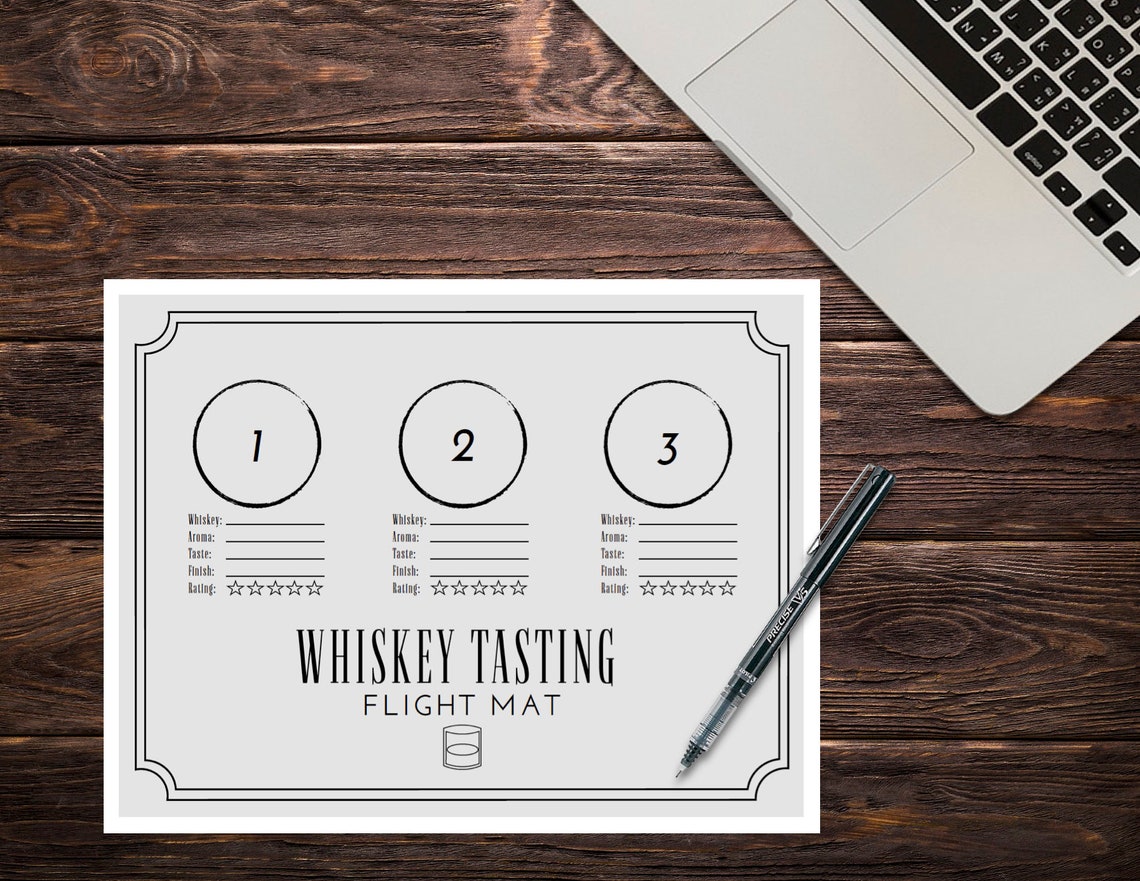 Whiskey Tasting Mat - 3 Spaces - Solid Background (gray) - Etsy