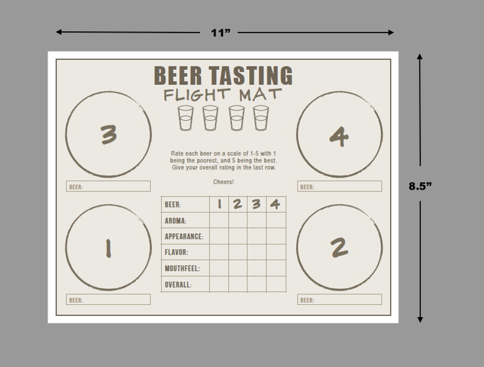 Beer Tasting Flight Mat - Etsy
