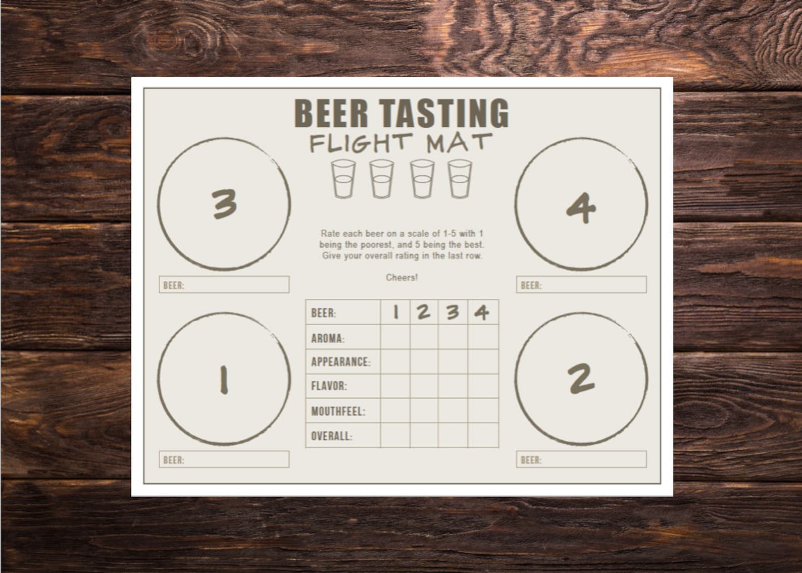 Beer Tasting Flight Mat - Etsy