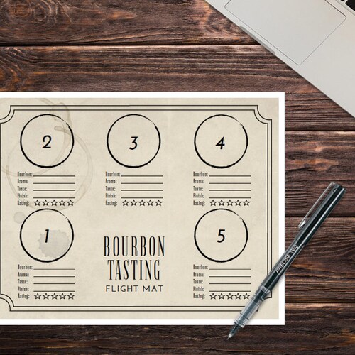 Bourbon Tasting Mat for 5 Tastings Bourbon Tasting Party - Etsy