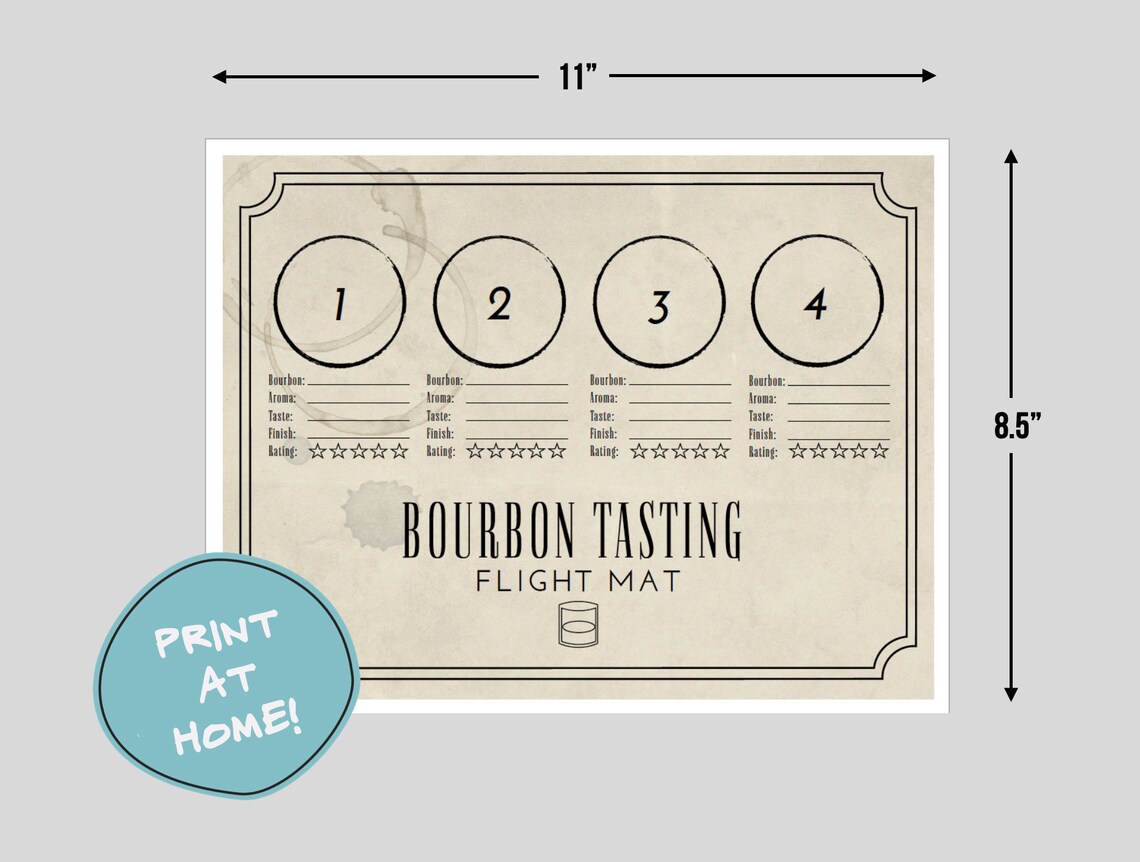 Bourbon Tasting Mat - 4 Spaces - Etsy