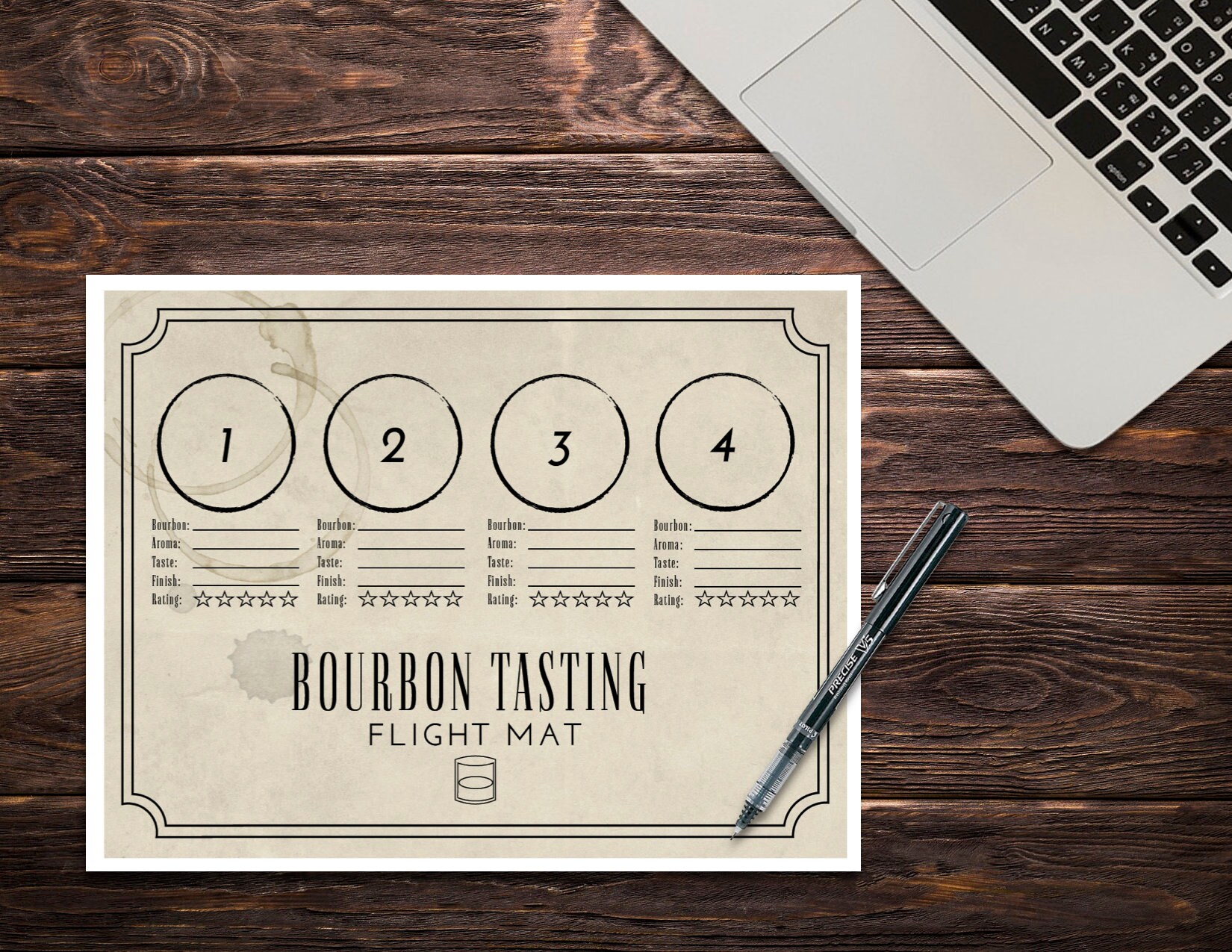Bourbon Tasting Mat - 4 Spaces - Etsy