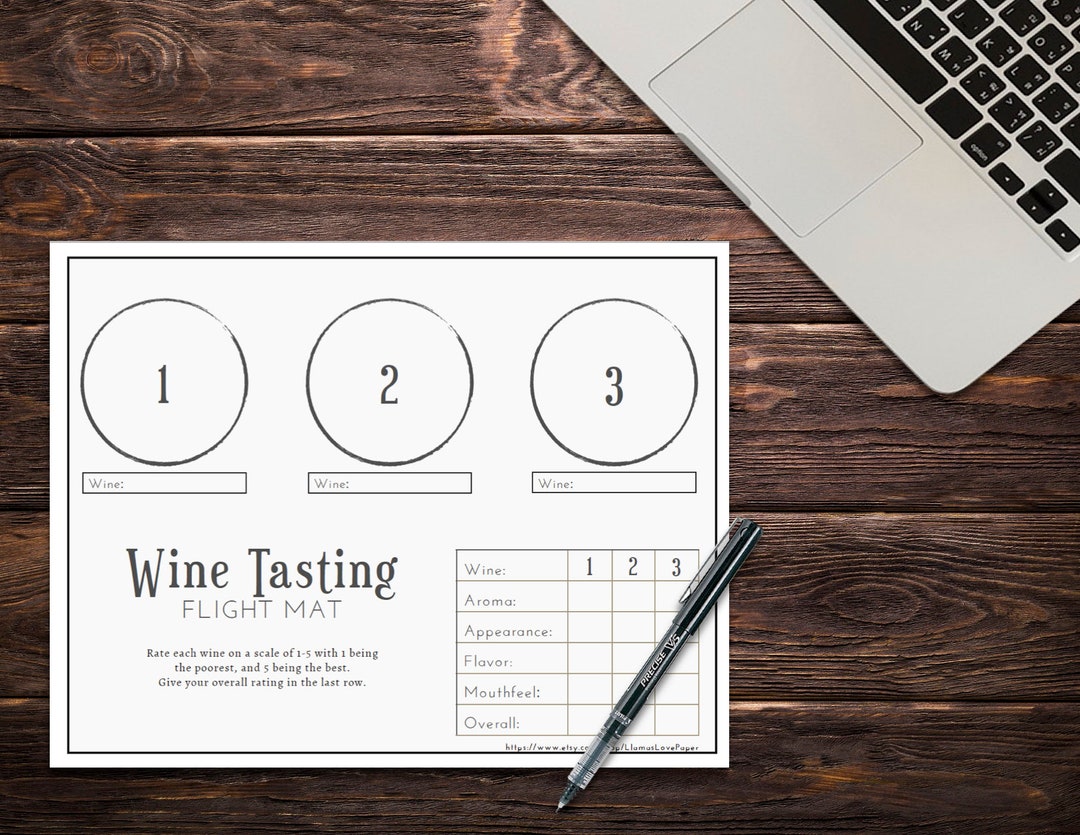 Wine Tasting Mat With 3 Spaces - Gray Background - Etsy