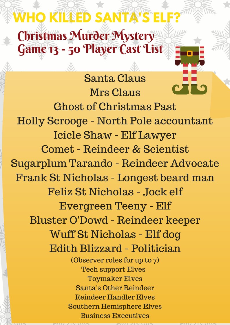 XL 50 PLAYER Who Killed Santa's Elf? // Christmas Murder Mystery ...