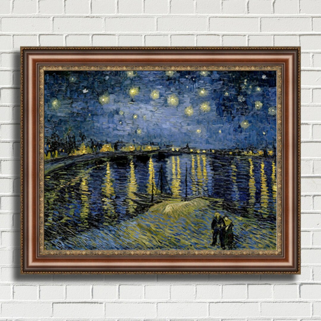 Van Gogh Starry Night Over the Rhone Framed Canvas Giclee Art Print - Etsy
