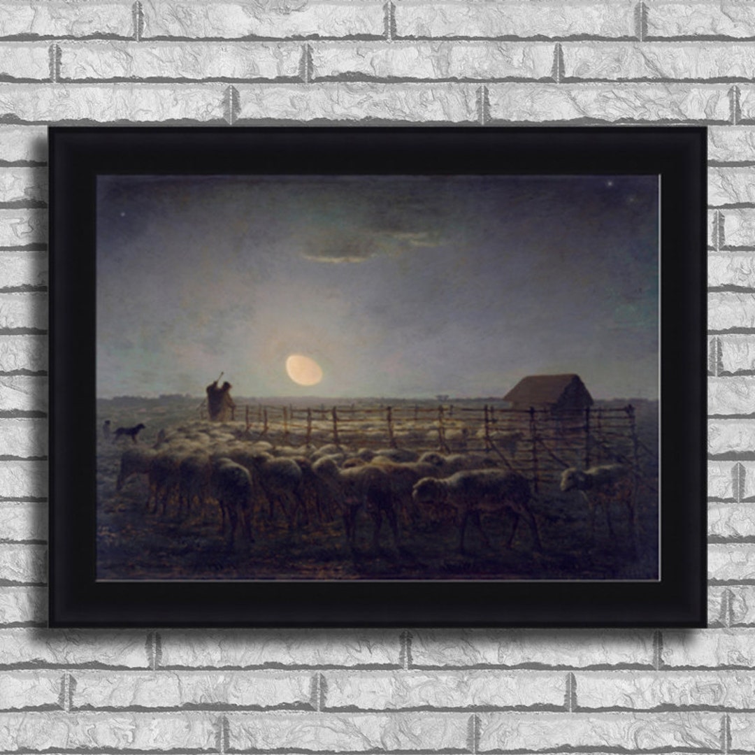 Millet "the Sheepfold Moonlight" Framed Canvas Giclee Art Print - Etsy