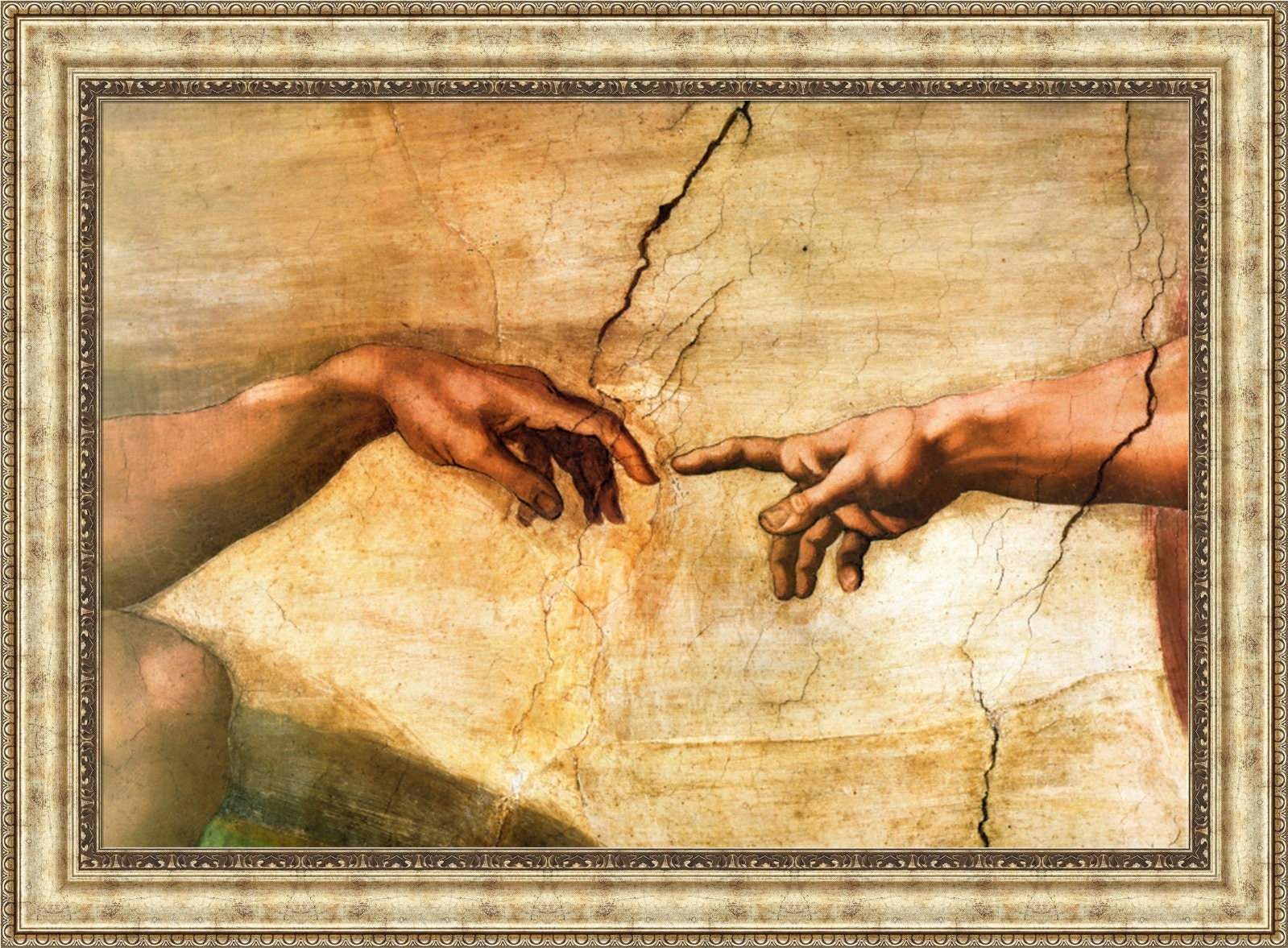 Michelangelo creation of Adam detailed Framed | Etsy