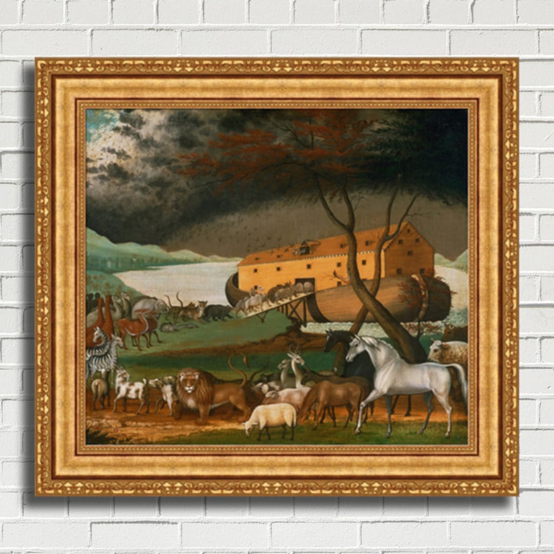 Edward Hicks Noah's Ark Giclee Canvas Print - Gold Finish Frame - Etsy