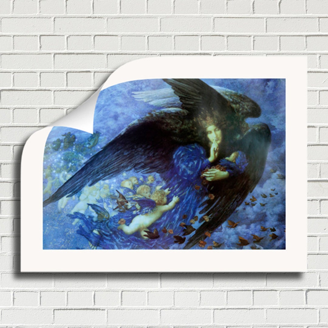 Edward Robert Hughes Night with Her Train of Stars Framed Canvas Giclee ...