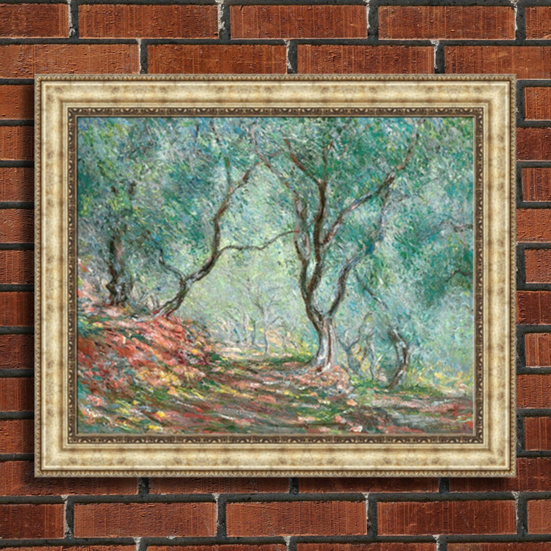 Claude Monet Olive Tree Giclee Canvas Print - Silver Finish Framed Art ...