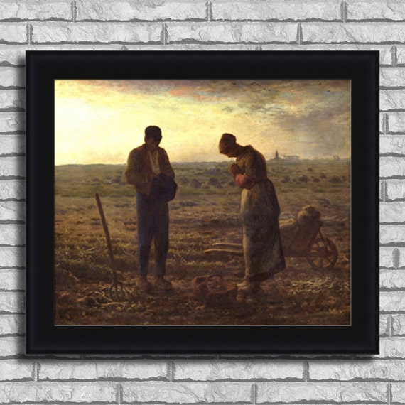 Giclée Free Shipping Jean-Francois Millet The Angelus Framed Canvas ...