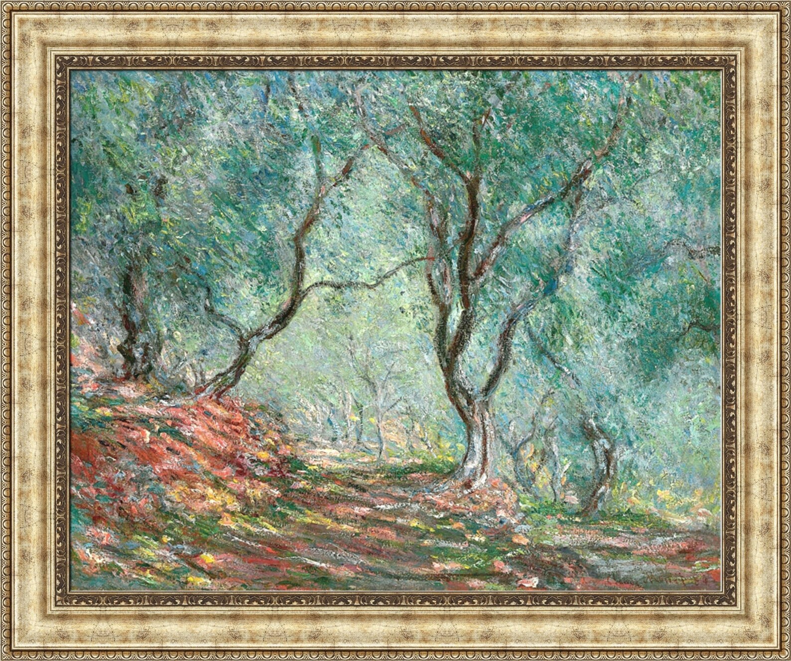 Claude Monet Olive Tree Giclee Canvas Print - Silver Finish Framed Art ...