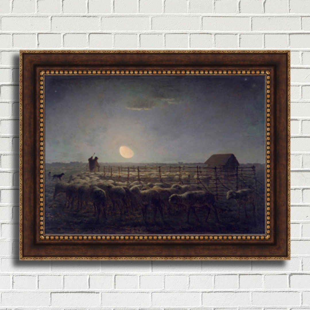 Millet "the Sheepfold Moonlight" Framed Canvas Giclee Art Print - Etsy