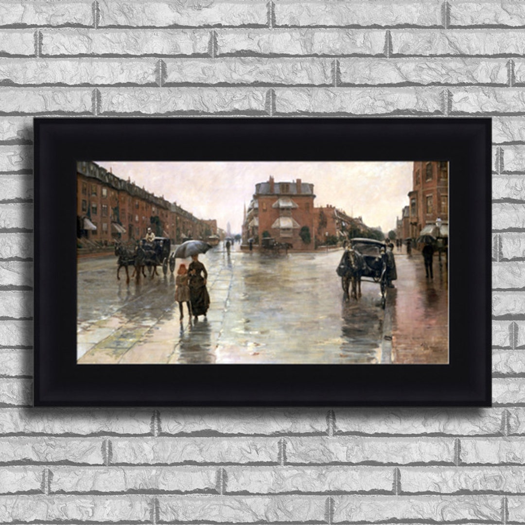 Childe Hassam "rainy Day Boston" Giclee Canvas Print - Black Frame - Etsy