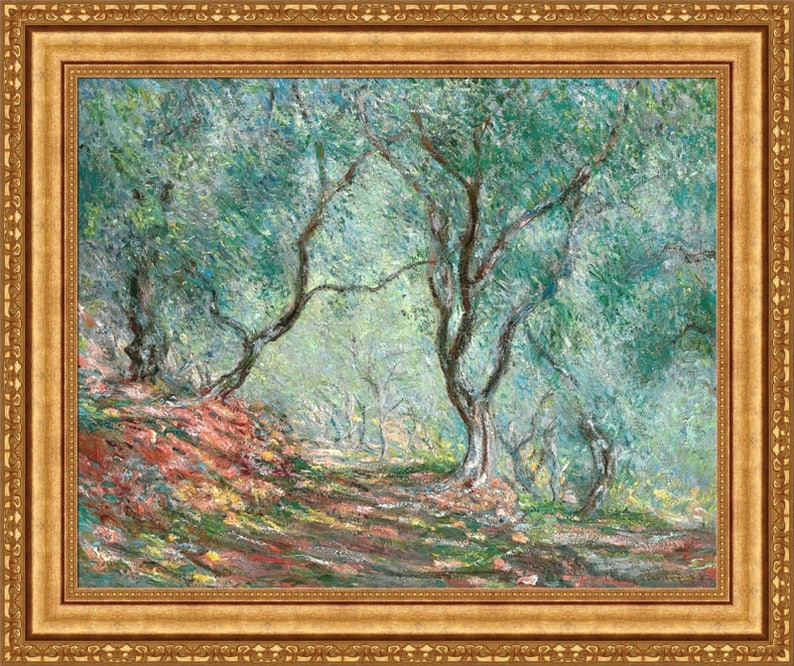 Claude Monet Olive Tree Giclee Canvas Print - Gold Finish Frame - Etsy