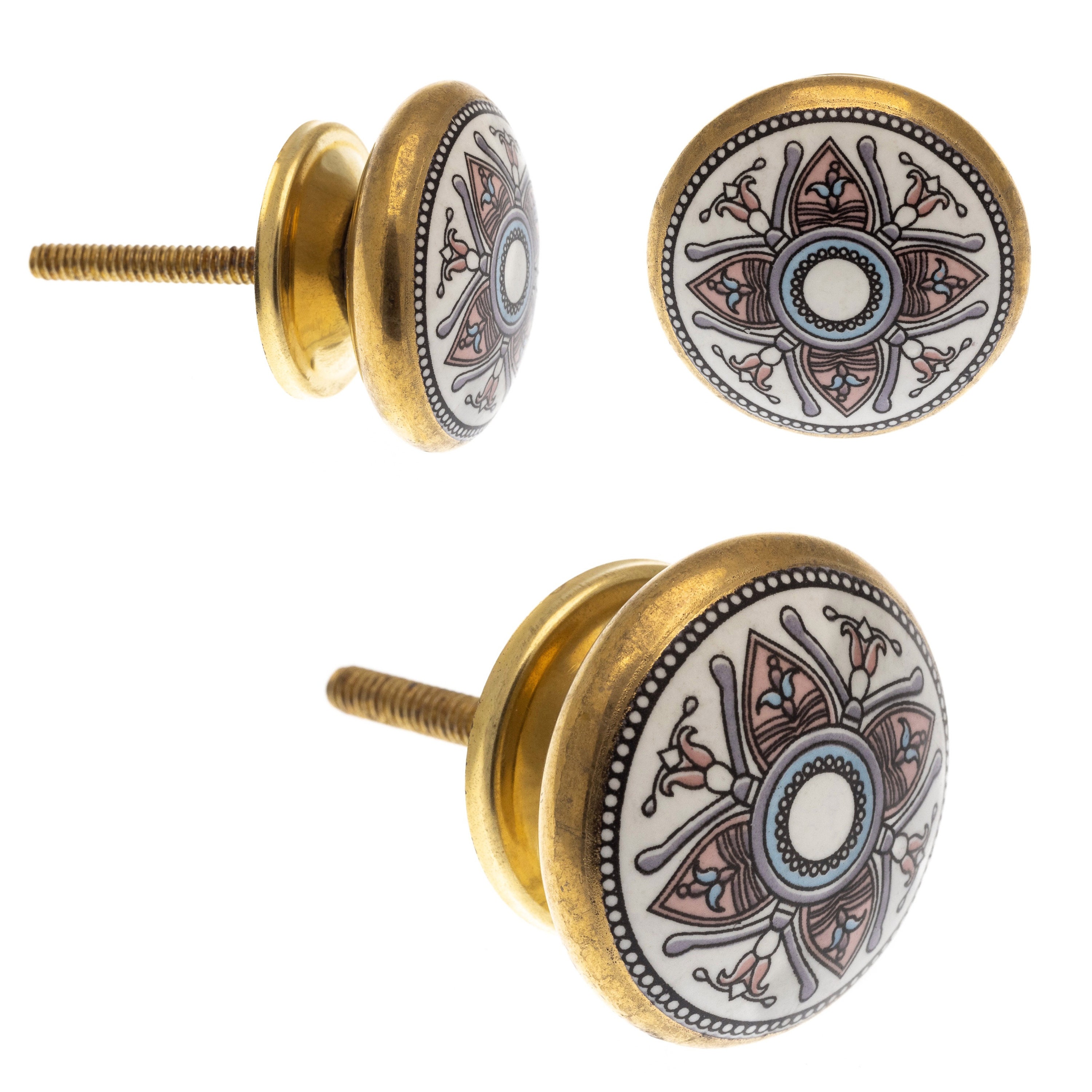 Porcelain Door Knobs Vintage Style Moroccan Green Black and - Etsy